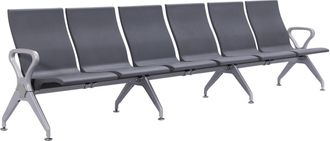 Clp Wartebank Airport-Stil Ermin, Sitzbank Flur mit Lehne, ergonomische Sitzschalen, Wartest&uuml;hle mit robustem Alu-Gestell, bis 150 kg je Sitz, Farbe:grau,