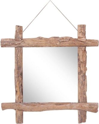 vidaXL Miroir &agrave; b&ucirc;ches Naturel 70x70 cm Bois de r&eacute;cup&eacute;ration massif