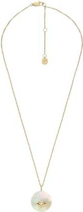 Fossil Collier à pendentifs ronds en acier inoxydable doré avec fermoir mousqueton pour femmes