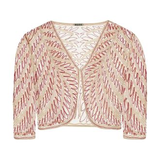 Bode Gilet en maille orn&eacute; Rita - Femme - Pulls - Beige - Taille: 40 FR