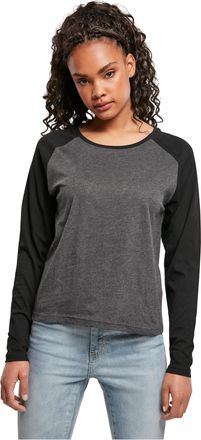 Urban Classics Damen Dames Contrast Raglan Longsleeve T Shirt, Charcoal/Black, XL EU
