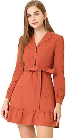 Allegra K Mini-Robe à Encolure en V à col en V et à la Taille pour Femmes Rouge XS