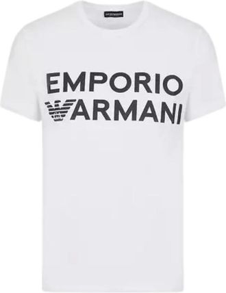 Emporio Armani Homme, Tops, Blanc, Taille: XL Logo T-shirt