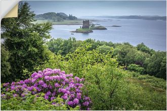Artland ARTland Wanddeko Wandtattoo selbstklebende Vinylfolie 120x80 cm Landschaften Pflanzen Blumen Rhododendron Burg Castle Stalker Schottland U5CO