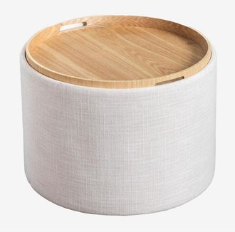 Sklum Sklum - Table basse ronde rembourrée Berkeleni avec plateau et rangement Ø55 cm