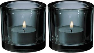 iittala 1007143 Teelichthalter Kivi, grau, 60mm (Packung mit 2)