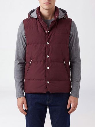 Brunello Cucinelli Gilet matelass&eacute; en nylon avec capuche amovible