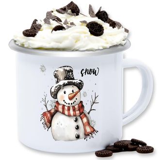 Shirtracer Emaille Tasse Blechtasse - Weihnachtstasse - Geschenk Weihnachten Schneemann Motiv Weihnachtsgeschenke Schneemann Geschenk Winter Geschenkidee Weihnac