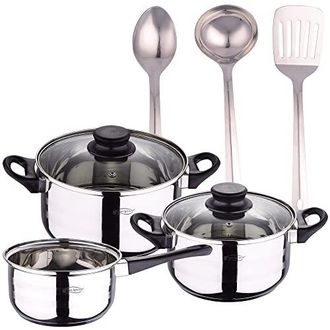 San Ignacio 5 pi&egrave;ces Cuisine Batterie + 3PC Set Ustensiles de cuisine en acier inoxydable