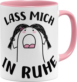 OM3 lustige Kaffee-Tasse mit Spruch - Lass mich in Ruhe! II - Keramik Becher - 11oz 325ml - Beidseitig Bedruckt - Rosa