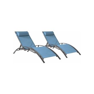 Happy Garden Happy Garden - 2er Set Liegen galapagos aus blaugrauem Textilene - Aluminium anthrazitgrau