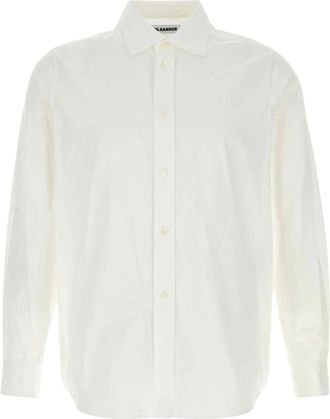 Jil Sander Homme, Chemises, Blanc, Taille: L Cotton Poplin Shirt
