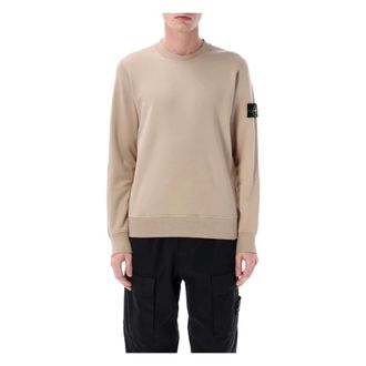 Stone Island Homme, Sweatshirts et sweats &agrave; capuche, Beige, Taille: L Cotton Fleece Crewneck