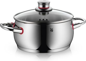 WMF Quality One Kochtopf gro&szlig; 20cm, Glasdeckel mit Dampf&ouml;ffnung, Bratentopf Induktion 3,4l, Cromargan Edelstahl poliert, unbeschichtet
