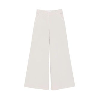 Via Masini 80 Baumwoll-Hose mit weitem Bein - - Trousers - Damen - Wei&szlig; - 3XL