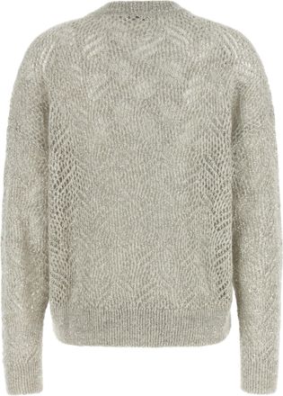 Brunello Cucinelli Perforated Mohair Blend Sweater - Grey