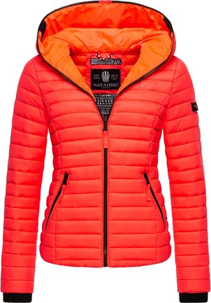 Navahoo Damen Damen leichte Übergangsjacke Steppjacke mit Kapuze Kimuk Neon Coral Gr. XS
