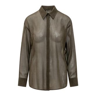 Ferragamo Monogramm-Print Shirt - - Blouses & Shirts - Damen - Gr&uuml;n - XS
