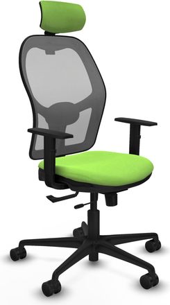 Piqueras y Crespo Ergonomischer B&uuml;rostuhl mit Lendenwirbelst&uuml;tze, verstellbare Arme, Kopfteil in H&ouml;he und Neigung, ausgestattet mit Syncro/Traslack. Grau/Pistazie