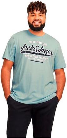 Jack & Jones T-Shirt pour Homme avec Logo Grande Taille, Bleu Chambray., 5XL