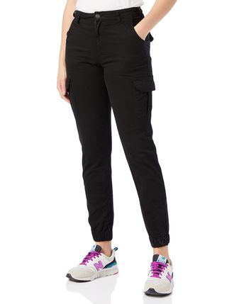 Urban Classics Damen Ladies High Waist Cargo Pants Hose, Schwarz (Black 00007), W(Herstellergr&ouml;&szlig;e: 27)
