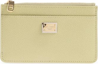 Dolce & Gabbana Femme, Accessoires, Vert, Taille: ONE Size Medium Calfskin Logo Card Holder