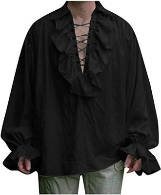 Generic Chemise habill&eacute;e &agrave; manches bouffantes pour homme, chemise &agrave; volants pour homme, chemises de qualit&eacute; sup&eacute;rieure, confortables et l&eacute;g&egrave;res, respirantes, 