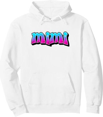 BDAZ Mimi Grandmother Graffiti Blau Rosa Schriftzug Damen Pullover Hoodie
