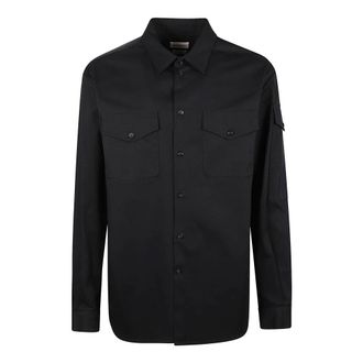 Alexander McQueen Logo Tape Milit&auml;rhemd - - Shirts - Herren - Blau - XL