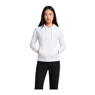 A|X Armani Exchange Kapuzen-Sweatshirt mit Rei&szlig;verschluss und Vordertaschen - - Sweatshirts & Hoodies - Damen - Wei&szlig; - S