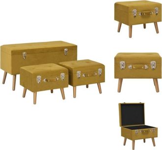 vidaXL Hocker mit Stauraum 3 Stk. Senfgelb Samt - Samt Sessel - Wohnzimmer Dekoration - Beistelltisch - Stauraum Möbel - Gelber Hocker