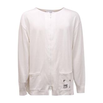 Gaëlle Paris Homme, Pulls, Blanc, Taille: XL Cardigan en coton à fermeture éclair