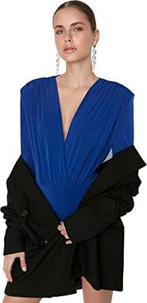 Trendyol Body Moulant tissé à Double Boutonnage pour Femme Chemise, Sax, 66