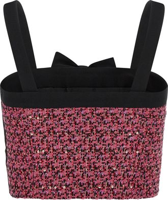 Alessandra Rich Sequin-Embroidered Tweed Bodysuit - Pink