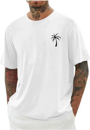 Generic T-shirts &agrave; col rond &agrave; manches courtes pour homme - L&eacute;ger - Hauts de loisirs - Confortable et respirant - Extensible dans de nombreuses couleurs - Chem