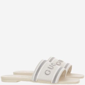 Gucci Cotton Slider Sandals - White