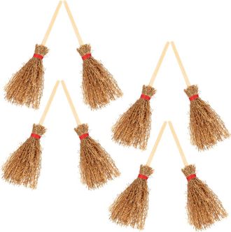 SOLUSTRE 8 Stück Teiliges Miniaturbesen aus Holz Realistische Miniaturbesen für Puppenhausdekoration Detailgetreu Zubehör für Miniaturszenen und Sammler Requis