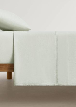 Mango Drap plat berceau en coton lav&eacute; double surpiq&ucirc;re vert for&ecirc;t - Home - 100x150cm - MANGO HOME