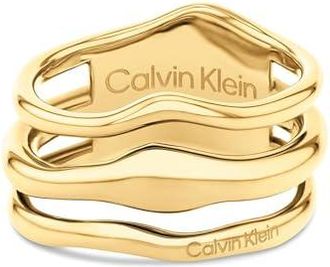 Calvin Klein Bague pour Femme Collection CK WAVY en Or Jaune - 35000723C