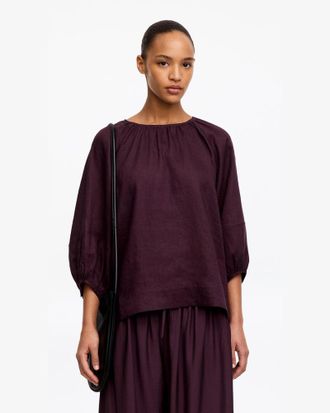 Arket Geraffte Leinenbluse -Lila