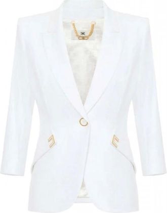 Elisabetta Franchi Femme, Vestes, Blanc, Taille: 42 FR Gi-215-61E2-V590 Blazer