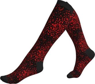 Generic Points Rouges Sur Fond Noir Chaussettes Haute Chaussettes Contention Cyclisme Bas De Compression Pour Gym Varices Fitness Entraînement 1 Paire 50Cm
