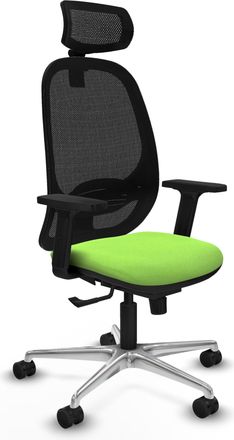 Piqueras y Crespo B&uuml;ro-B&uuml;rostuhl mit 2D-Armlehnen, h&ouml;henverstellbare Lendenwirbelst&uuml;tze und Kopfteil, h&ouml;henverstellbar und neigbar, Schwarz/Pistazie