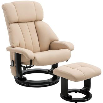 HOMCOM Relaxsessel mit Hocker, drehbarer Fernsehsessel mit Massagefunktion, Liegefunktion, Massagesessel mit Fernbedienung, Seitentasche, Ruhesessel
