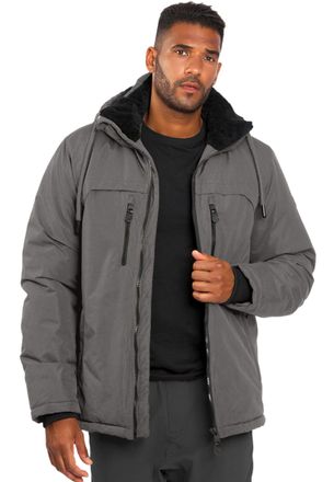 Alessandro Salvarini Herren Winter Jacke warm Winterjacke Teddyfell Kapuze AS-332 [AS-332-Dunkelgrau-Gr.XXL]