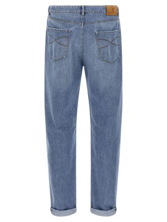 Brunello Cucinelli Mens Blue Cotton Straight-Leg Jeans Clothing