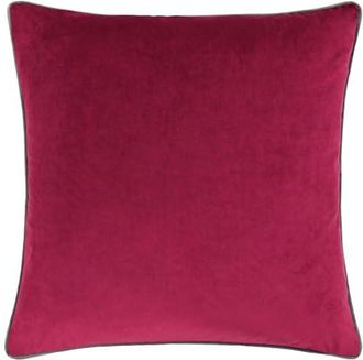 furn. Meridian Kissen mit Polyesterf&uuml;llung - luxuri&ouml;ses dekoratives Samtkissen mit Kontrastpaspelierung (Cranberry/Mokka - 45x45cm)