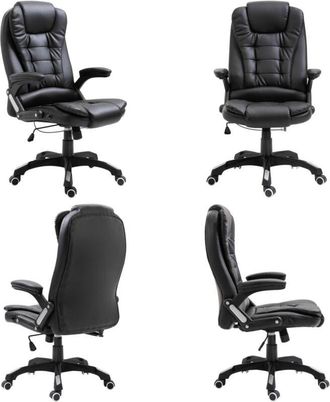 vidaXL B&uuml;rostuhl Schwarz Kunstleder - B&uuml;rostuhl - Arbeitsplatzstuhl - Ergonomischer Stuhl - Drehstuhl - Lederlook - Home & Living