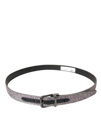 Dolce & Gabbana Mens Multicolor Embellished Silver Metal Buckle Belt Leather