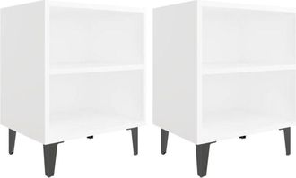 vidaXL Nachttische mit Metallbeinen 2 Stk. Weiß 40x30x50 cm Vidaxl